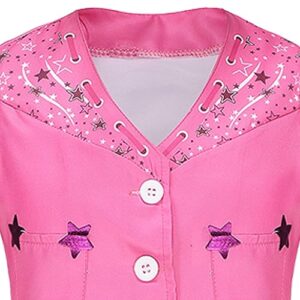 Girls Cowboy Costume Movie Pink 80s Cowgirl Kids Uniform Set with Scarf and Earrings ZF019S