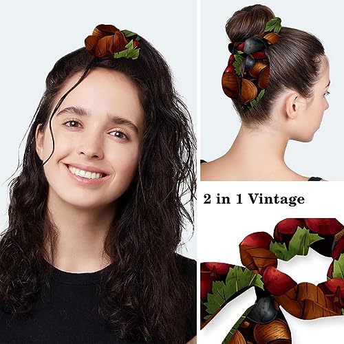 Thanksgiving Acorn Working Cap with Button Sweatband Adjustable Tie Back Bouffant Hats with Scrunchie