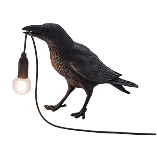 TERBBU Raven Decor Crow Lamp Bird Desk Lamp Creative Animal Styling Light Bedroom Bedside Wall Sconce lamp Light Decoration - Black Table lamp