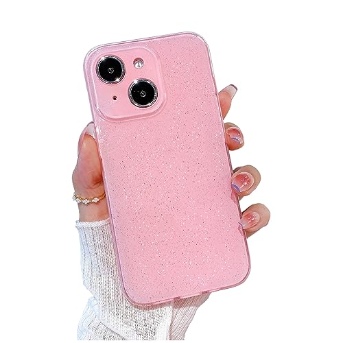 Fycyko for iPhone 13 Mini Case Glitter Bling Cute Women Girl Phone Case Soft Twinkle Sparkly Protective Case for iPhone 13 Mini-Pink