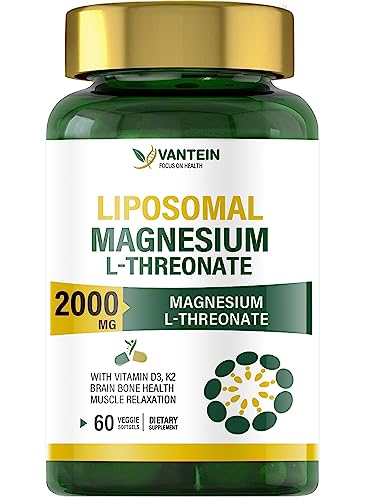 Liposomal Magnesium L-Threonate 2000mg, 60 Softgels High Absorption Formula Supplement for Focus, Memory, Brain Health, Bone Health, and Muscle Relaxation