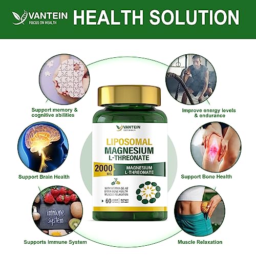 Liposomal Magnesium L-Threonate 2000mg, 60 Softgels High Absorption Formula Supplement for Focus, Memory, Brain Health, Bone Health, and Muscle Relaxation