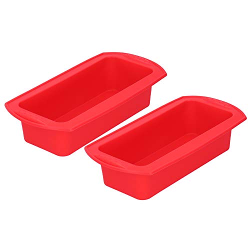 2Pcs Rectangle Cake Pan Bread,NonStick Baking,Baking Tool 2lb Cake Moulds Accessory Red,for Homemade Cake, Bread, Meatloaf and Quiche