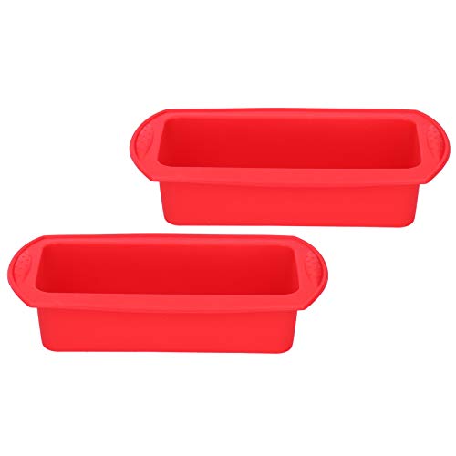 2Pcs Rectangle Cake Pan Bread,NonStick Baking,Baking Tool 2lb Cake Moulds Accessory Red,for Homemade Cake, Bread, Meatloaf and Quiche