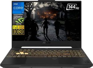 asus 2023 newest tuf gaming laptop, 15.6" fhd 144hz display, intel core i7-12700h processor, nvidia geforce rtx 4070, 64gb ram, 2tb ssd, wi-fi 6, backlit keyboard, numeric keypad, windows 11 home