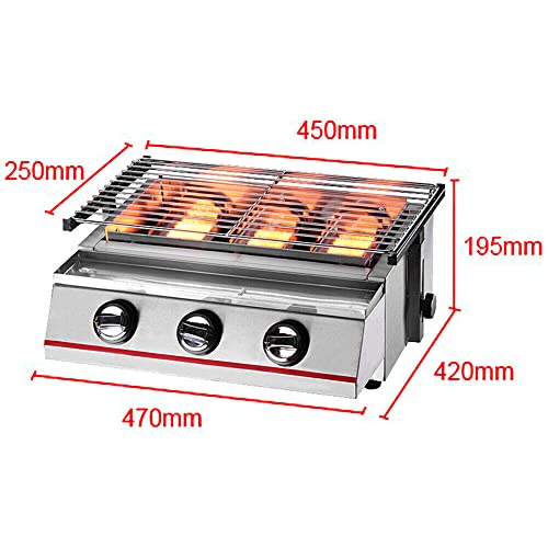 Portable Gas Grills Propane, Gas Grills Propane 3 Burner, Outdoor Gas BBQ Grill with Oil Catch Tray, Tabletop Gas Grill for Outdoor Kitchen BBQ