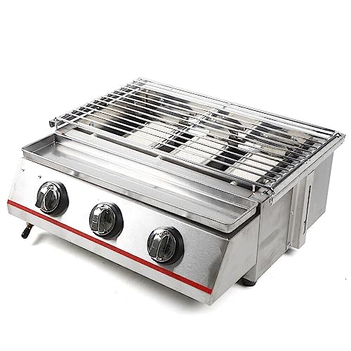 Portable Gas Grills Propane, Gas Grills Propane 3 Burner, Outdoor Gas BBQ Grill with Oil Catch Tray, Tabletop Gas Grill for Outdoor Kitchen BBQ