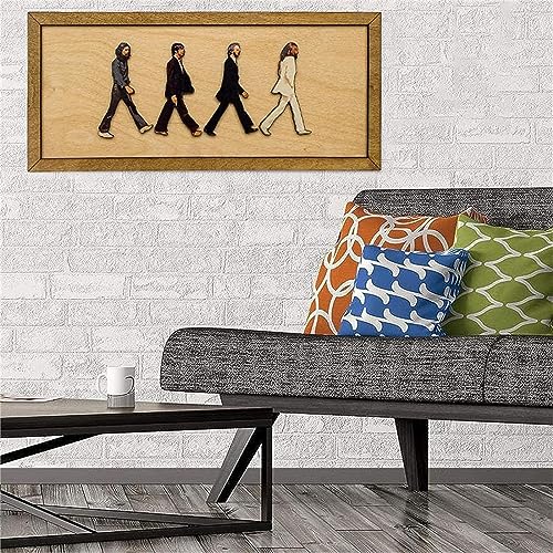 The Beatles Framed Abbey Road Portrait,Fine Beatles Wall Mural,Wood Framed Wall Art for Home Office Decor