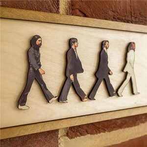 The Beatles Framed Abbey Road Portrait,Fine Beatles Wall Mural,Wood Framed Wall Art for Home Office Decor