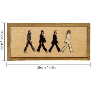 The Beatles Framed Abbey Road Portrait,Fine Beatles Wall Mural,Wood Framed Wall Art for Home Office Decor