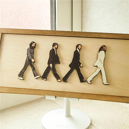 The Beatles Framed Abbey Road Portrait,Fine Beatles Wall Mural,Wood Framed Wall Art for Home Office Decor