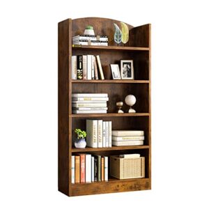 alisened 5 shelf bookcase, 47" wood tall bookshelf and bookshelves, floor standing book shelf display storage shelves for bedroom library living room home office, rustic