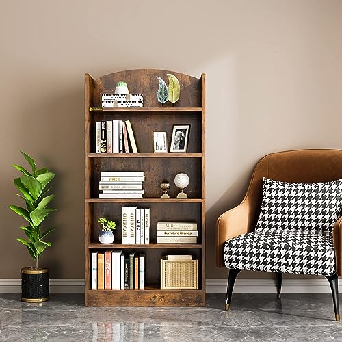 ALISENED 5 Shelf Bookcase, 47" Wood Tall Bookshelf and Bookshelves, Floor Standing Book Shelf Display Storage Shelves for Bedroom Library Living Room Home Office, Rustic