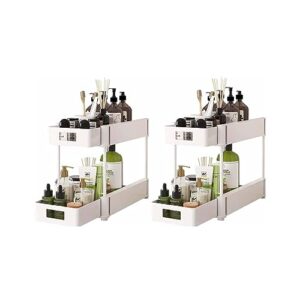 damgoloza 2 pack pull out under sink organizer, 2 tier multi purpose for bathroom kitchen sink storage organizer - white