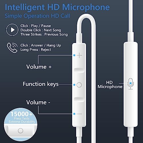 Apple Earbuds for iPhone,2 Pack Wired Headphones with Lightning Connector【Apple MFi Certified】 Noise Isolating Earphones for iPhone 14/14 Pro/13/12/11/XR/XS/8/7 (Built-in Microphone & Volume Control)