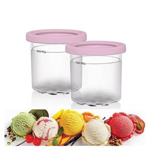 evanem 2/4/6pcs creami deluxe pints, for ninja ice cream maker cups,16 oz creami containers bpa-free,dishwasher safe compatible with nc299amz,nc300s series ice cream makers,pink-4pcs