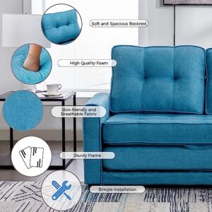 BIADNBZ 59.4" Convertible Loveseat Sleeper Sofa with Pull-Out Bed, Modern Upholstered Couch with Side Pocket, for Living Room Office or Small Spaces, Blue