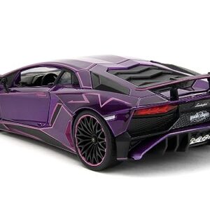 Lambo SV Candy Purple with Pink Graphics Pink Slips Series 1/24 Diecast Model Car by Jada 34656