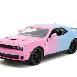 2015 Challenger SRT Hellcat Pink and Blue Pink Slips Series 1/24 Diecast Model Car by Jada 34658