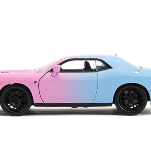 2015 Challenger SRT Hellcat Pink and Blue Pink Slips Series 1/24 Diecast Model Car by Jada 34658