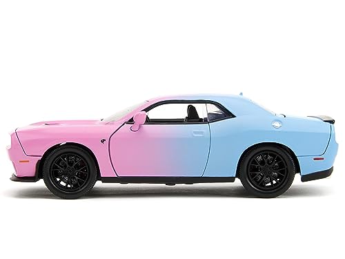 2015 Challenger SRT Hellcat Pink and Blue Pink Slips Series 1/24 Diecast Model Car by Jada 34658