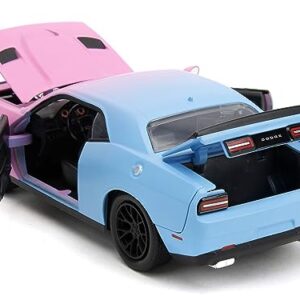 2015 Challenger SRT Hellcat Pink and Blue Pink Slips Series 1/24 Diecast Model Car by Jada 34658