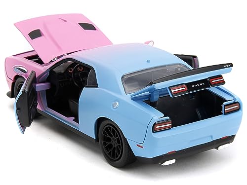 2015 Challenger SRT Hellcat Pink and Blue Pink Slips Series 1/24 Diecast Model Car by Jada 34658