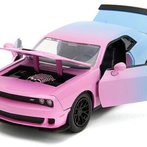 2015 Challenger SRT Hellcat Pink and Blue Pink Slips Series 1/24 Diecast Model Car by Jada 34658