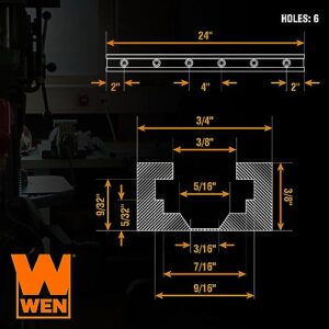 WEN 24-Inch Universal T-Track and Hold Down Clamps Kit for Woodworking (WAT241)