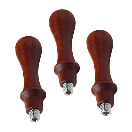 TEHAUX 3Pcs Wooden Handle Wedding Postage Stamps Scrapbooking Stamp Handle Wax Copper Handle Wedding Wax Seal Handle Wedding Sealing Stamp Handle Seal Wax European Style Candle Wax