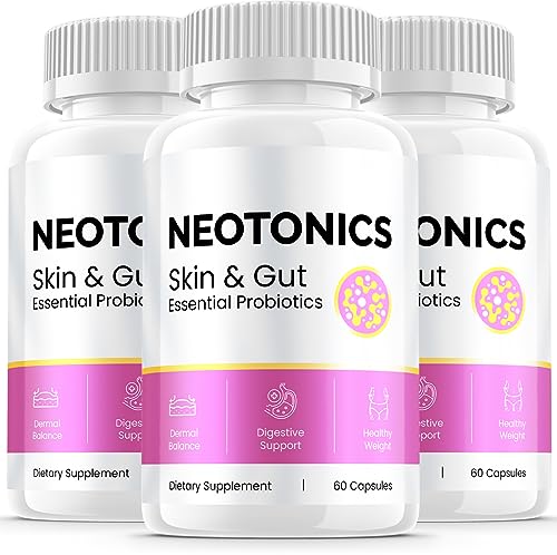 (3 Pack) Neotonics Skin & Gut - Official - Neotonics Advanced Formula Skincare Supplement Reviews Neo tonics Capsules Skin and Gut Health (180 Capsules)