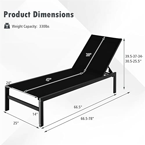 LIRUXUN 2 Piece Recliner Chair Aluminium Adjustable Recliner Black