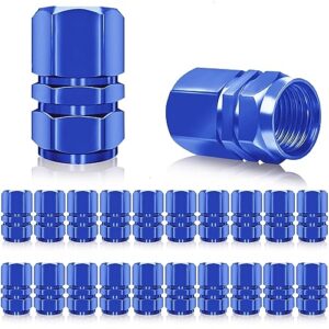 wssrogy 20 pcs anodized aluminum car tire valve stem caps cover universal for cars suvs trucks motorcycles bikes (blue)