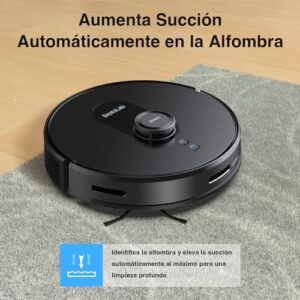 +360 S8 Pro aspirador y trapeador robot, Batería de 5,000 mAh, Mapeo LiDAR, Gestión de mapas de múltiples pisos, 150 minutos de autonomía, Ideal para cabello de mascotas, Compatible con Alexa y Google