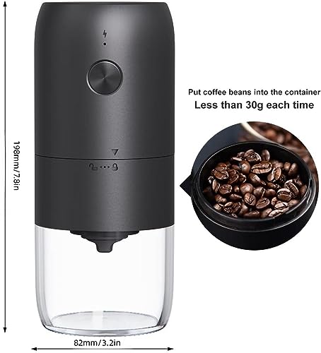 Wasailife Electric Black Coffee Grinder with Adjustable Coarseness Grind Settings and USB Charging with Cleaning Brush for Easy Cleaning, Portable Coffee Bean Grinder (black)