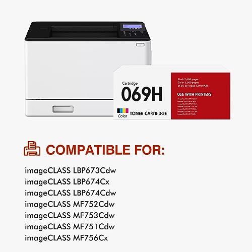 069H 069 Toner Cartridges 4-Pack Compatible for Canon 069H CRG-069H CRG-069 High Yield Replacement for imageCLASS MF753Cdw MF751Cdw LBP674Cdw Series Printer Ink