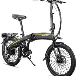 HH HILAND ROCKSHARK 20 inch Folding Electric Bike for Adults Teens with 250W Motor, 36V 7.8AH Removable Battery,Front Light &Shimano 7-Speed Electric Bicycles,Blue/Black Urban Ebike.