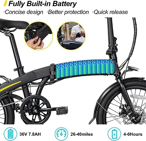 HH HILAND ROCKSHARK 20 inch Folding Electric Bike for Adults Teens with 250W Motor, 36V 7.8AH Removable Battery,Front Light &Shimano 7-Speed Electric Bicycles,Blue/Black Urban Ebike.