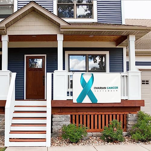 Ovarian Cancer Awareness Month in September We Wear Teal Backdrop Banner Holiday Decoration Photo Booth Background Tapestry Decor Supplies for Party Home Office 47 * 71 Inches