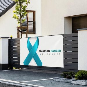 Ovarian Cancer Awareness Month in September We Wear Teal Backdrop Banner Holiday Decoration Photo Booth Background Tapestry Decor Supplies for Party Home Office 47 * 71 Inches