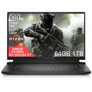 alienware m17 r5 17.3" 360hz fhd 1ms (amd ryzen 9 6900hx, 64gb ddr5 ram, 1tb pcie ssd, radeon rx6850m xt 12gb (beat rtx 3070 ti)) rgb backlit gaming laptop,thunderbolt 4, g-sync, win 11 home -dark