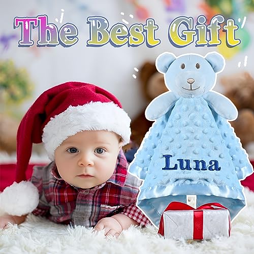 Dodosky Personalized Baby Lovey, Teddy Bear Loveys for Babies, Soft Unisex Baby Blanket, Baby Security Blanket, Baby Gifts for Newborn Boys and Girls - Newborn Essentials