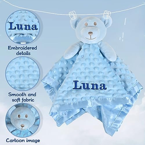 Dodosky Personalized Baby Lovey, Teddy Bear Loveys for Babies, Soft Unisex Baby Blanket, Baby Security Blanket, Baby Gifts for Newborn Boys and Girls - Newborn Essentials