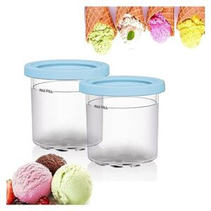 evanem 2/4/6pcs creami pint containers, for ninja ice cream maker cups,16 oz ice cream pints safe and leak proof for nc301 nc300 nc299am series ice cream maker,blue-6pcs