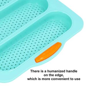 WOOXGEHM Silicone Bread Pan Baking Tray, for Baking French Baguette/Hot Dog Bun Mould, 4 Grooves, Non Stick Easy to Clean Heat Resistant Silicone Bread Pan, Kitchen Tools(Green)