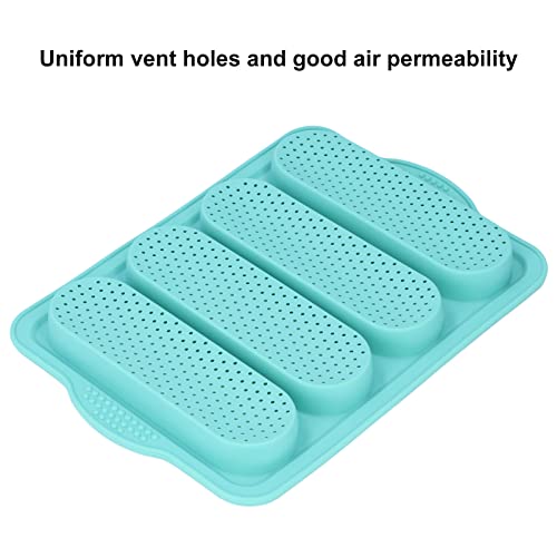 WOOXGEHM Silicone Bread Pan Baking Tray, for Baking French Baguette/Hot Dog Bun Mould, 4 Grooves, Non Stick Easy to Clean Heat Resistant Silicone Bread Pan, Kitchen Tools(Green)