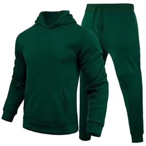 sumensumen Men's Tracksuit 2 Piece Hoodie Sweatsuit Sets, Two Piece Outfits Hooded Athletic Tracksuit Casual Jogging SweatSuits Men-01 Green,X-Large