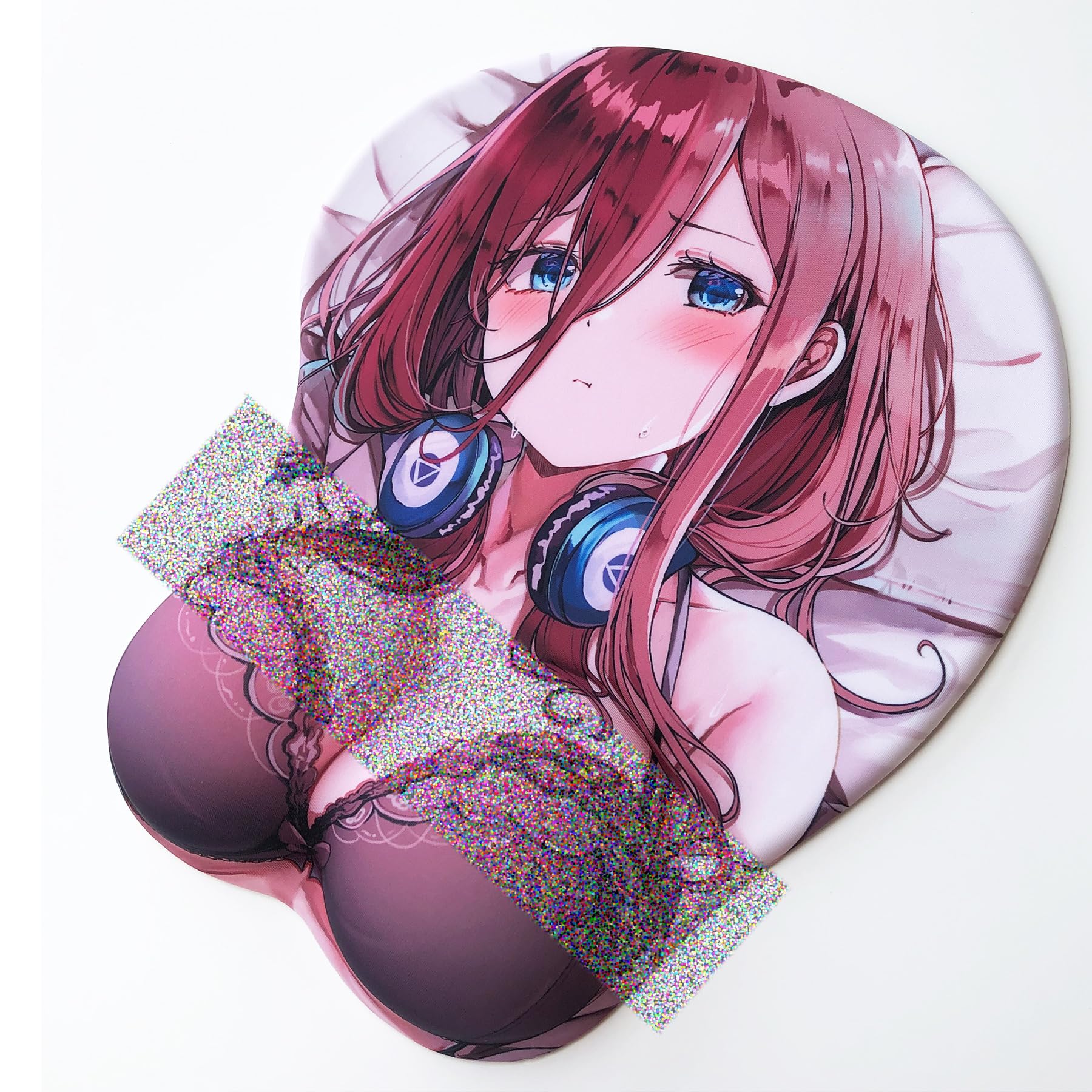 Nakano Miku Sexy Mouse Pad Anime 3D Breast Mousepad Wrist Rest Silicone Gel Mouse Mat Girl Gift with Soft Wrist Rest Support Desktop Mouse Pad