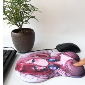 Nakano Miku Sexy Mouse Pad Anime 3D Breast Mousepad Wrist Rest Silicone Gel Mouse Mat Girl Gift with Soft Wrist Rest Support Desktop Mouse Pad