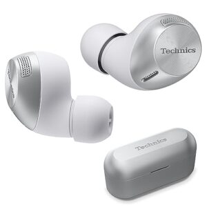 technics hifi true wireless multipoint bluetooth earbuds ii, active noise cancelling, 3 device multipoint connectivity, impressive call quality, ldac compatible, eah-az40m2-s (silver)